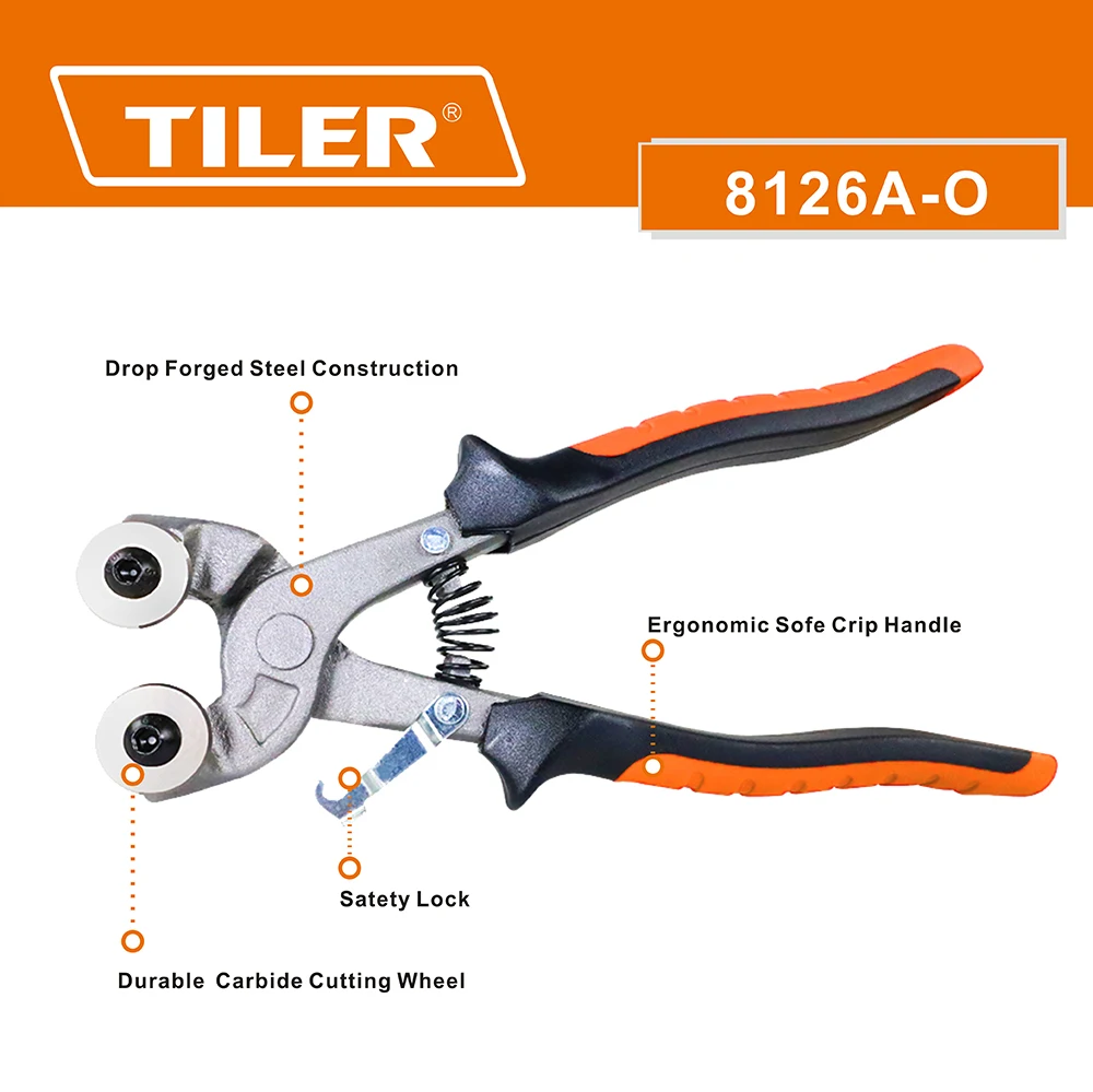 John Tools 8126A 2 Piece Glass Tile Nippers Set Heavy Duty Wheeled ...