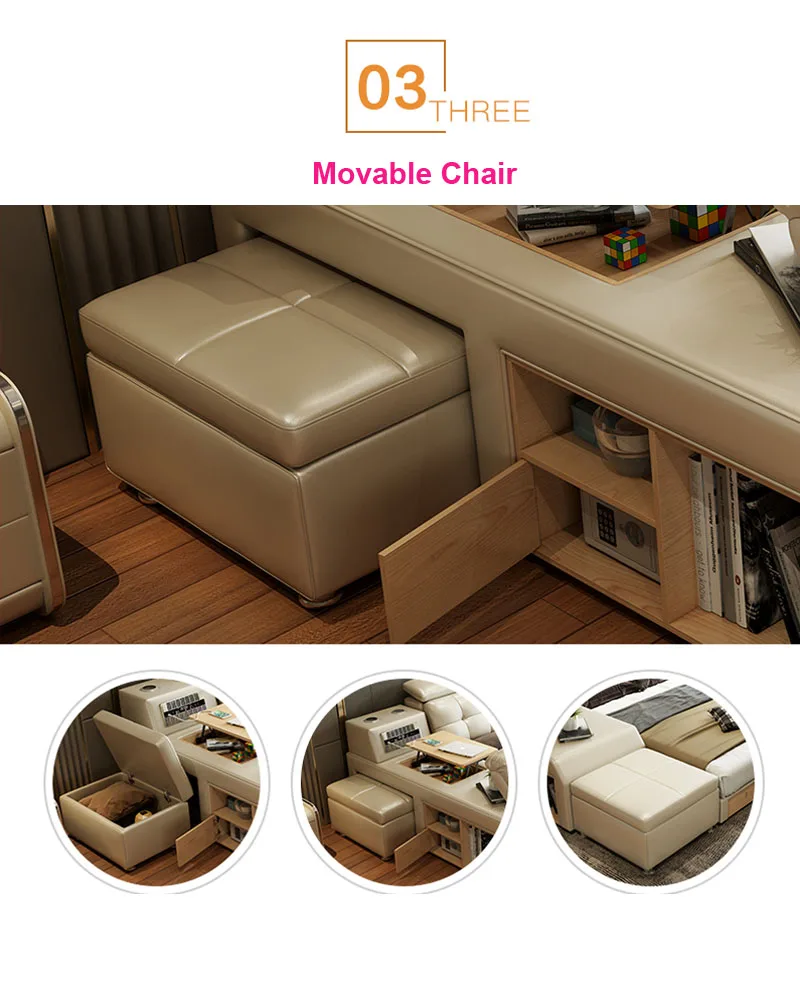 Modern Leather Bed Design Smart Multifunction Bed - Buy Smart ...
