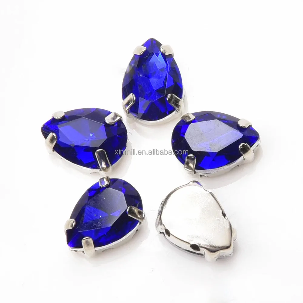 Tear Drop Shaped Crystal Sew on Rhinestone With Silver Claw Setting for ...