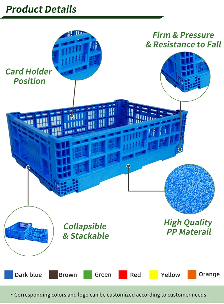 Heavy Duty Reusable Collapsible Storage Plastic Folding Crate Large ...