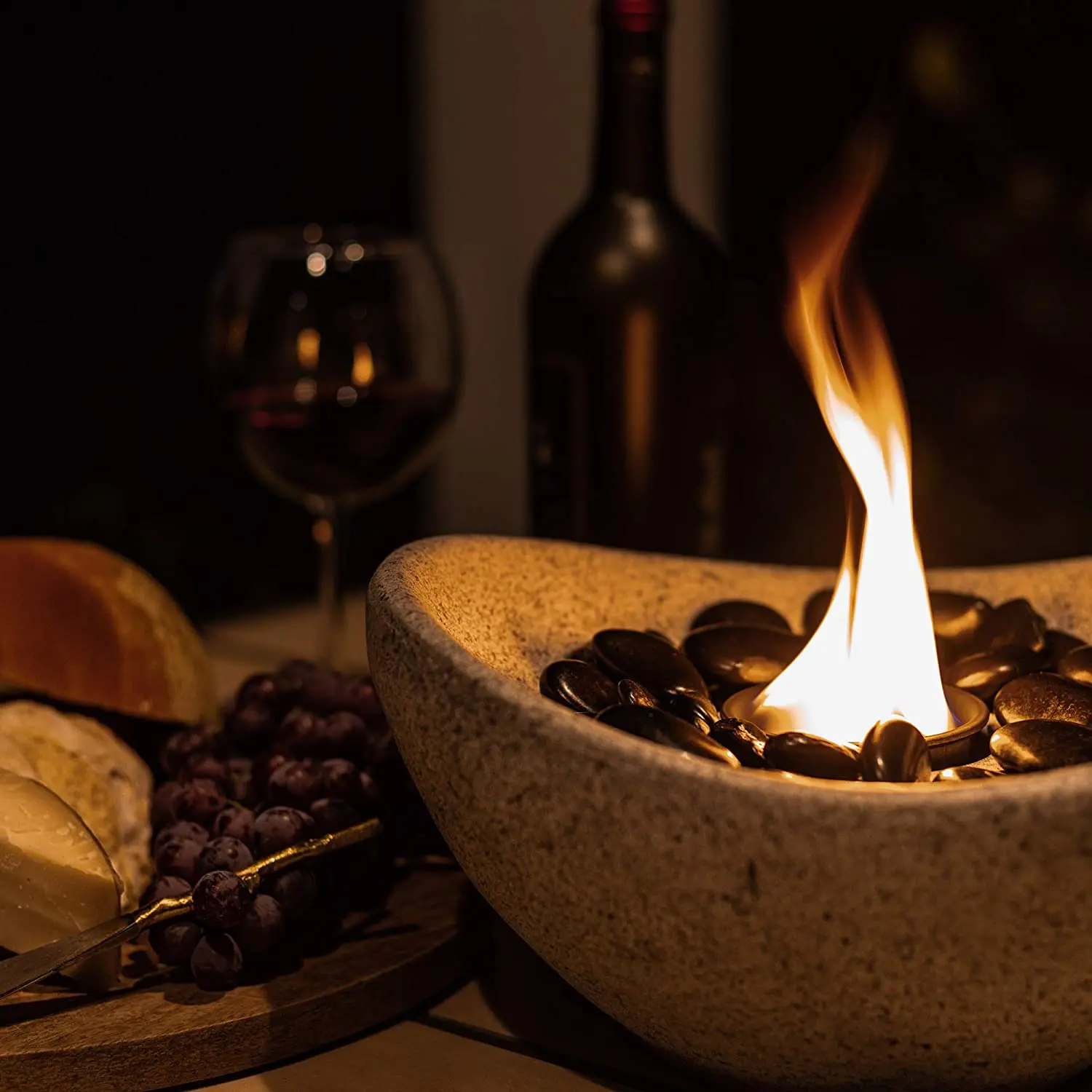 Oniya Iso-Propyl Alcohol Round MGO Tabletop Fireplace Fire Bowl for ...