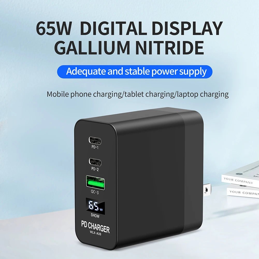 Gan Charger 65w Pd Multi-port Fast Charging Gan Wall Charger For Laptop ...