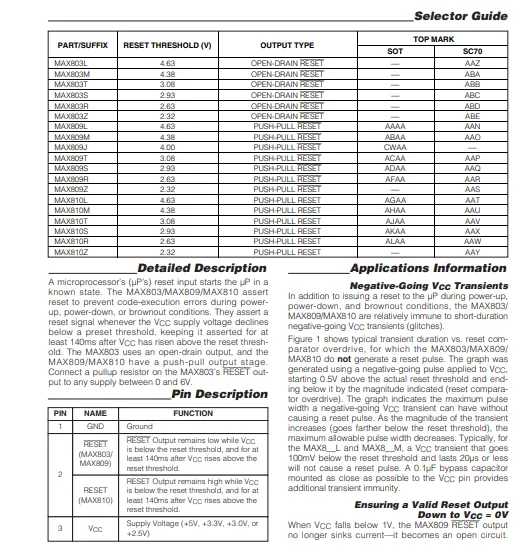 Max809seur+t Package Sot-23 Microprocessor Reset And Monitoring Circuit ...
