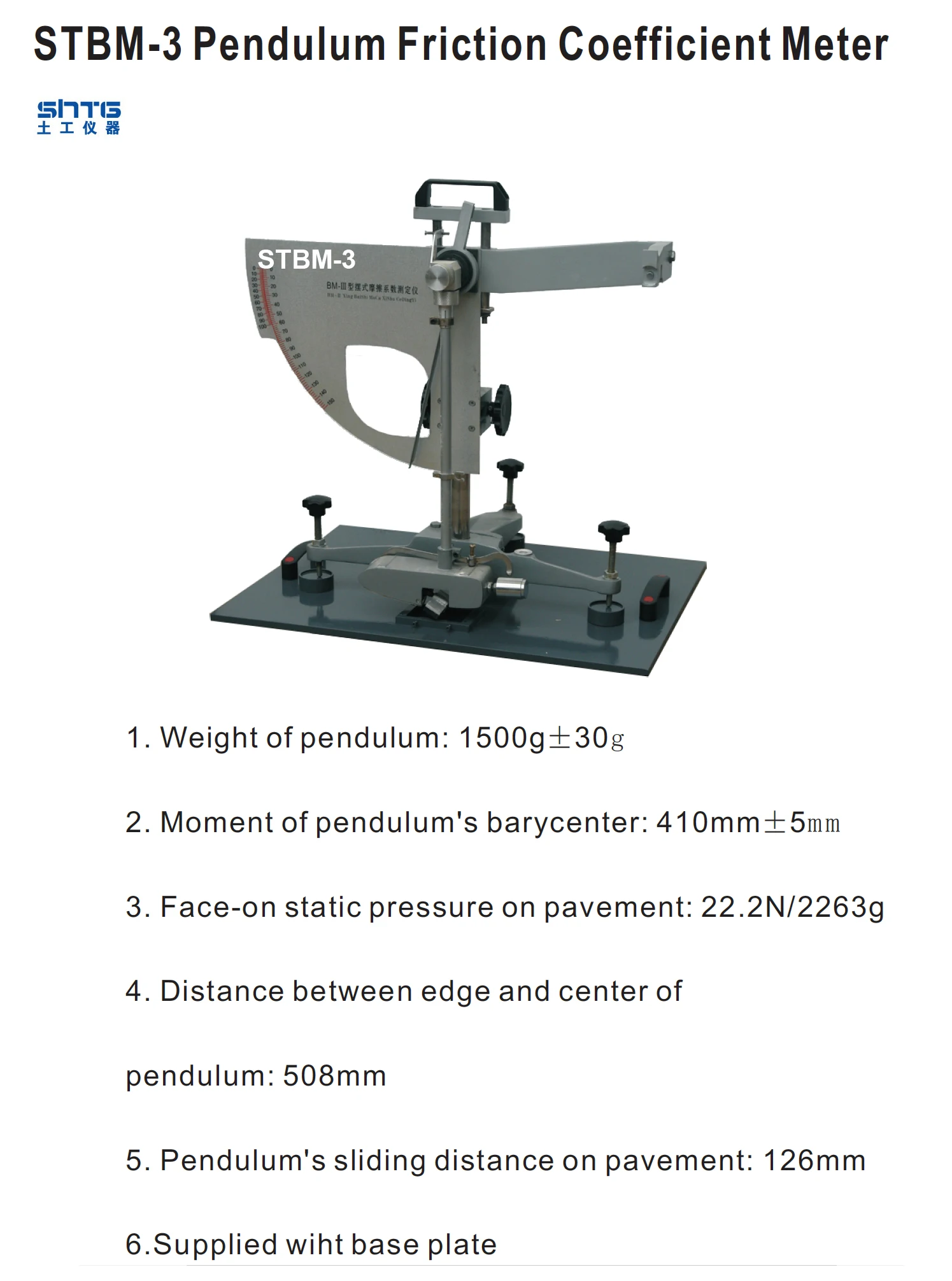 STBM-3 Pendulum Friction Coefficient Meter Portable Skid Resistance and ...