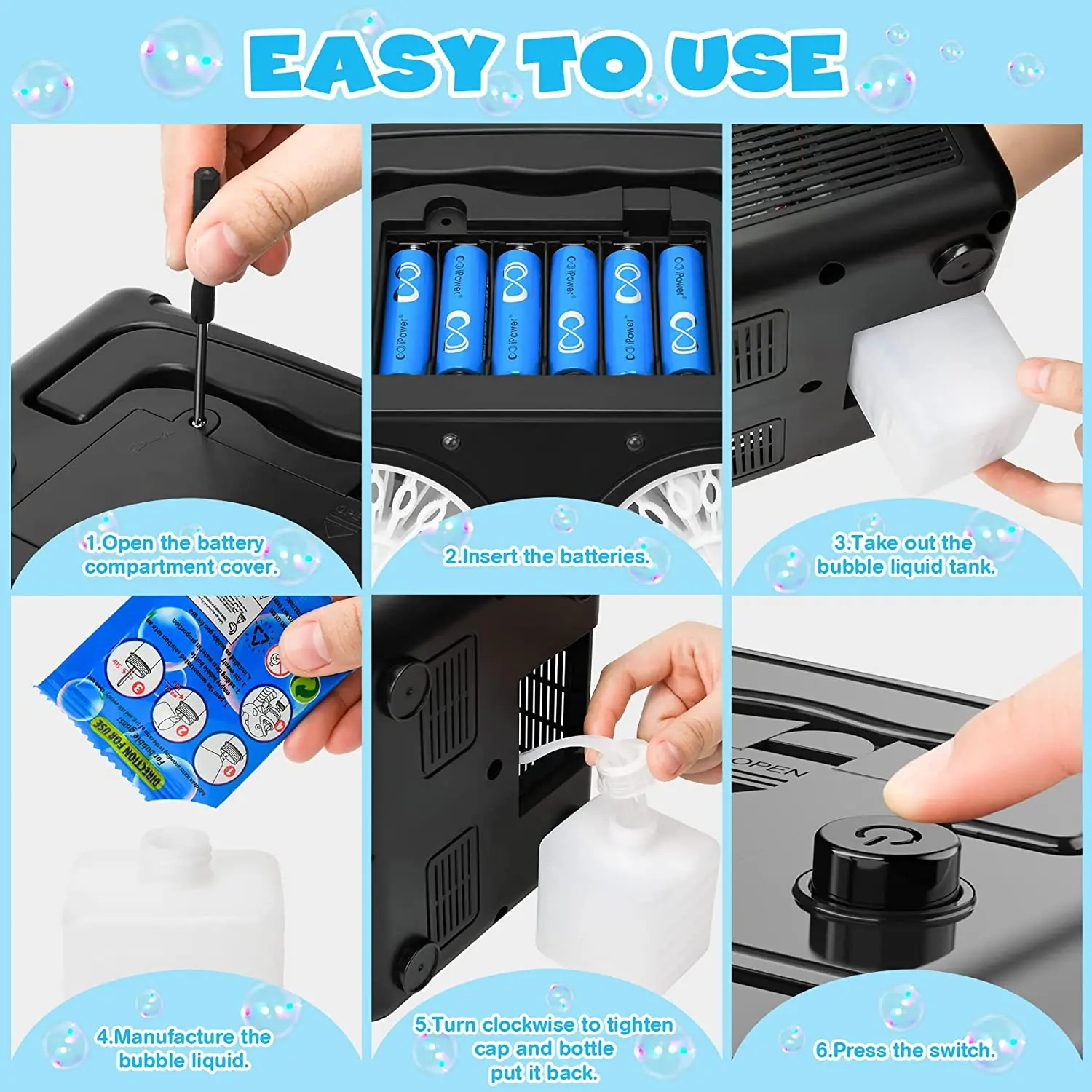 Automatic Soap Burbujero Blower Toy LED Portable Bubble Machine for ...