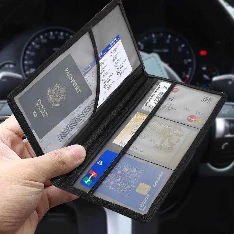 Car Registration and Insurance Holder Premium PU Leather Car Document ...