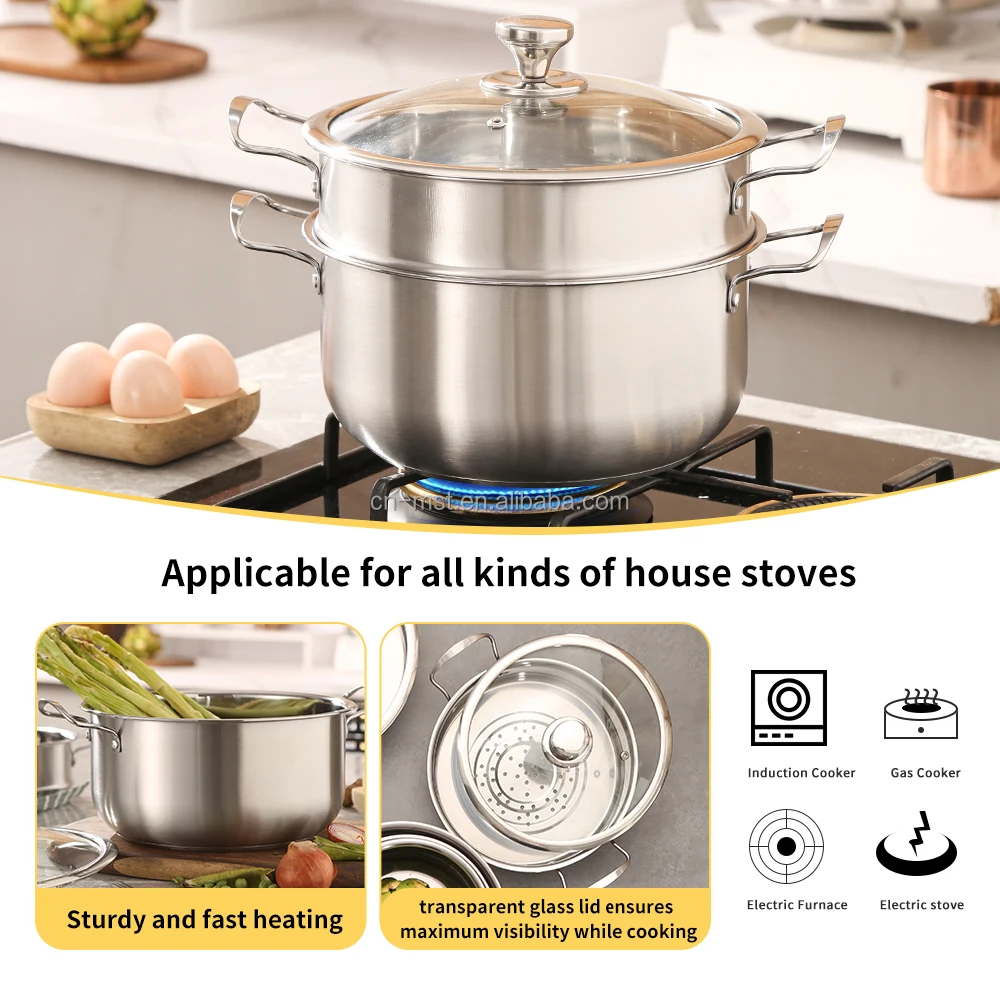 Factory Kitchen Pot Set Stainless Steel Cooking Steamer Pot German ...