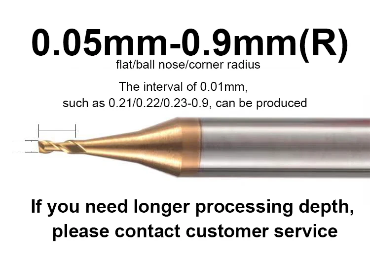 0.1mm to 0.9mm Micro End Mills - Precision CNC Tools