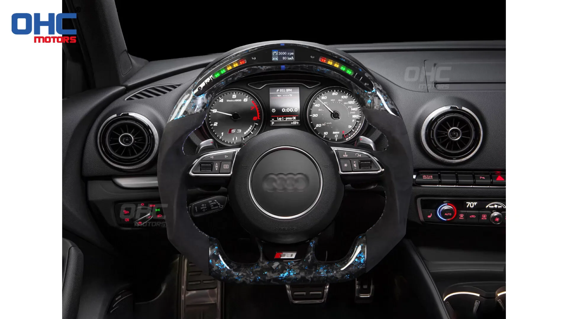 Rs7 Suede Led Racing Car Forged Carbon Fiber Steering Wheel For ...