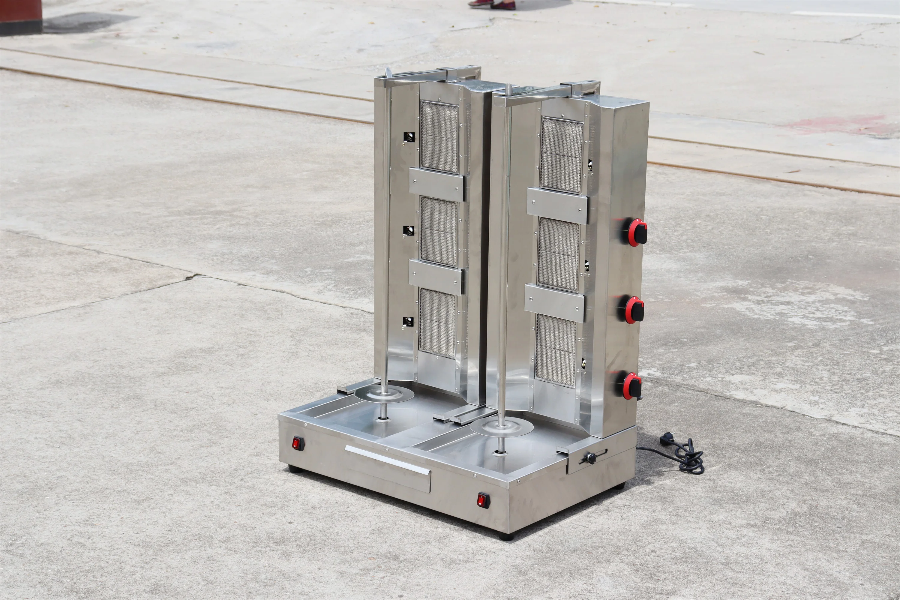 Double Rolling Doner Kebab Vertical Broiler With 3 Burner Professional ...