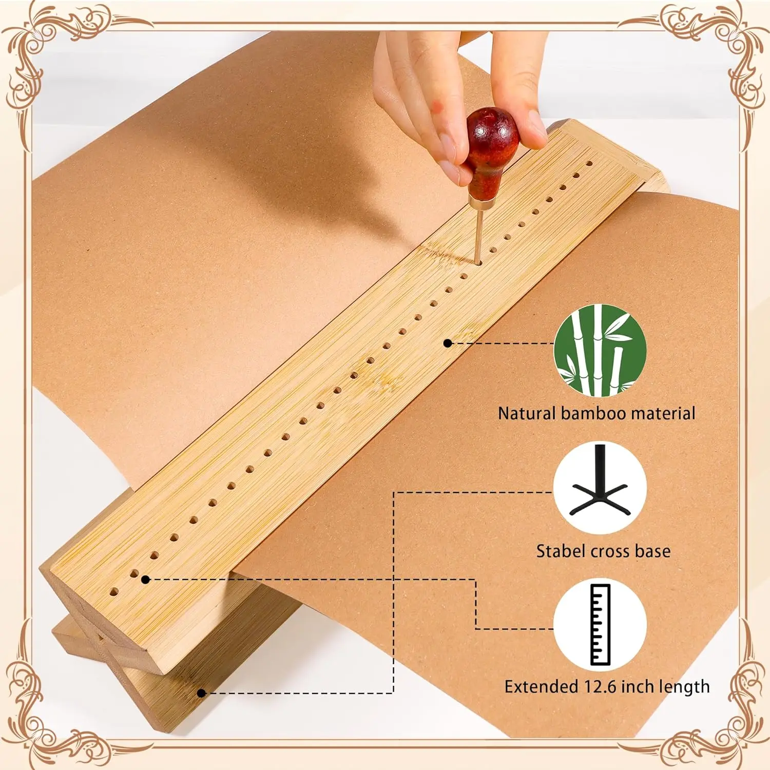 Bamboo Book Binding Cradle with an Awl, Bookbinding Punching Cradle ...