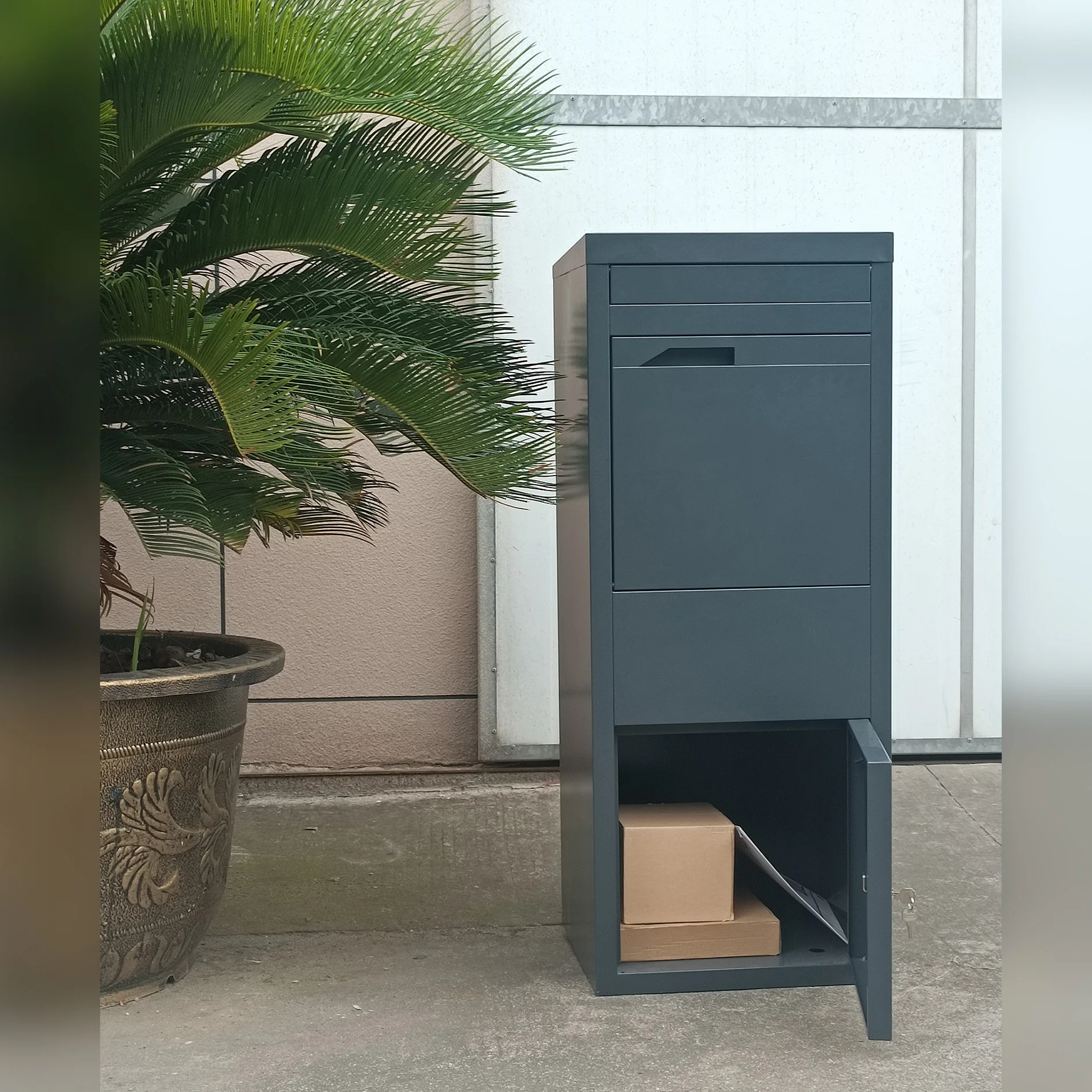 Outdoor Metal Modern Security Packing Letter Box Outdoor Mailbox Post ...