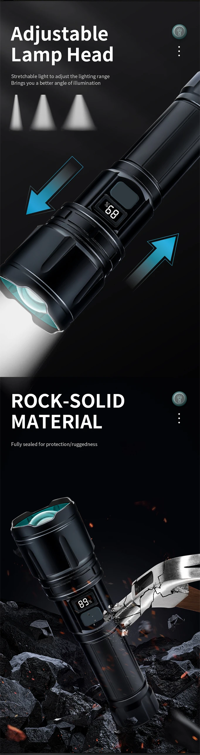 AKKO STAR Rechargeable Flashlight - 8000 Hours Lifespan