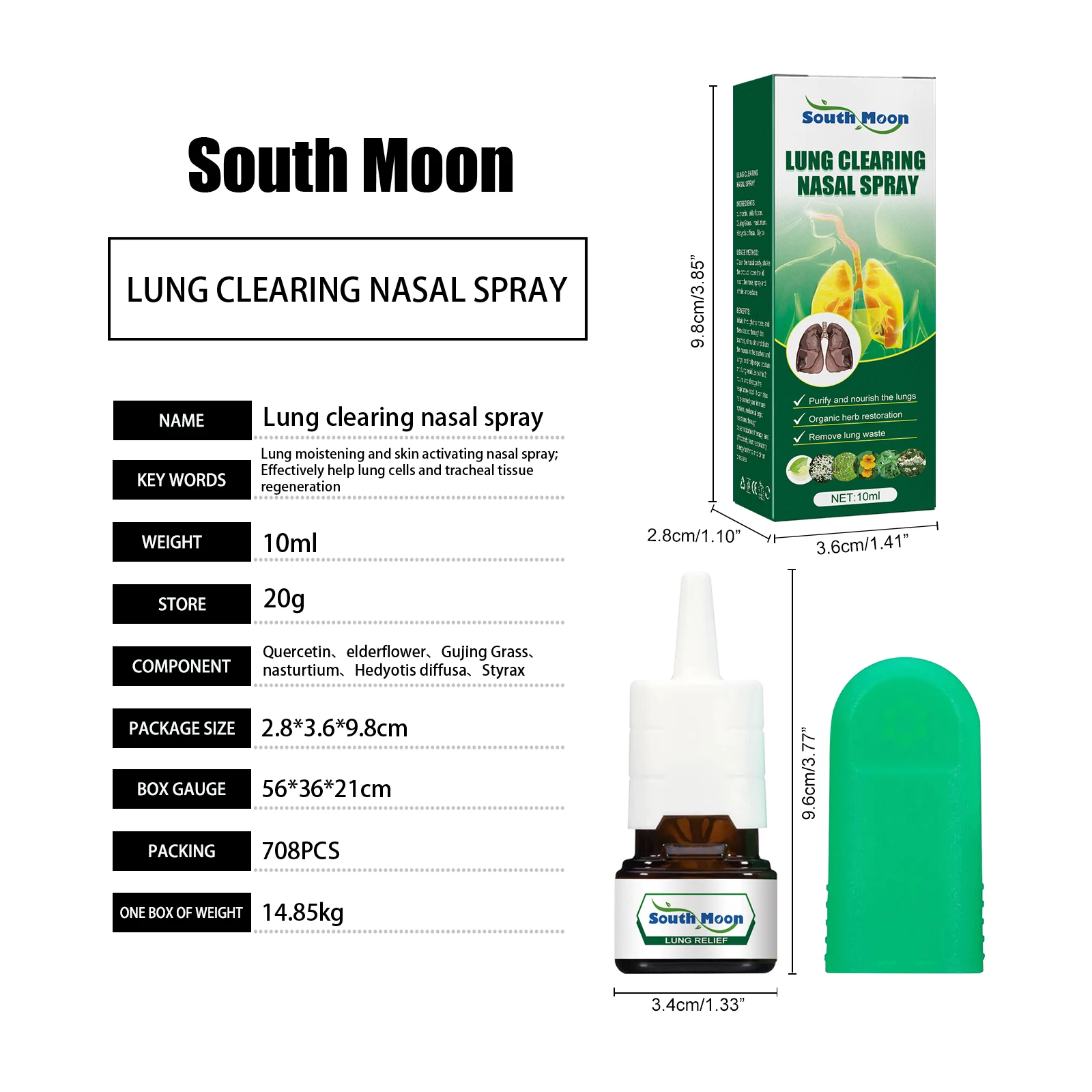 South Moon Wholesale Private Label Hot Sell 10ml Lung Cleaning Nasal ...