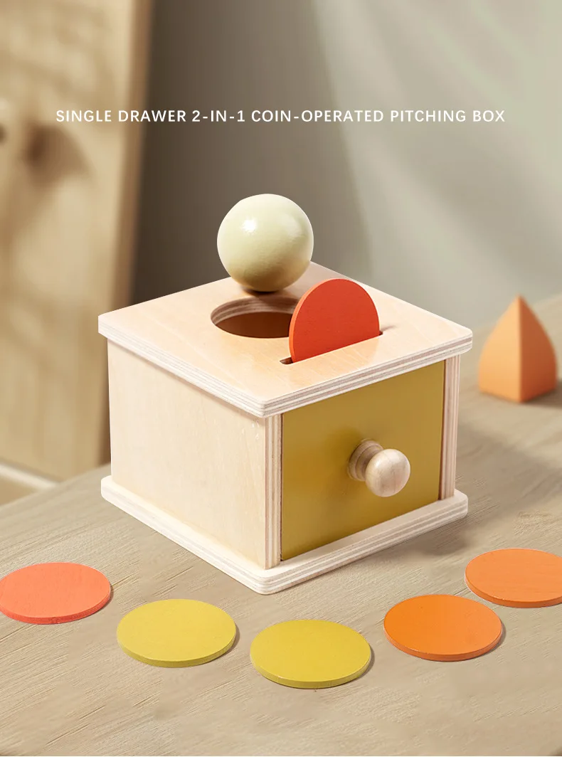 Montessori Kids Wooden Coin Box Drawer Game Educational Toys Preschool ...