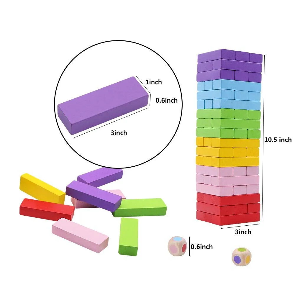 Custom Rainbow Wooden Stacking Building Blocks - Educational Toy