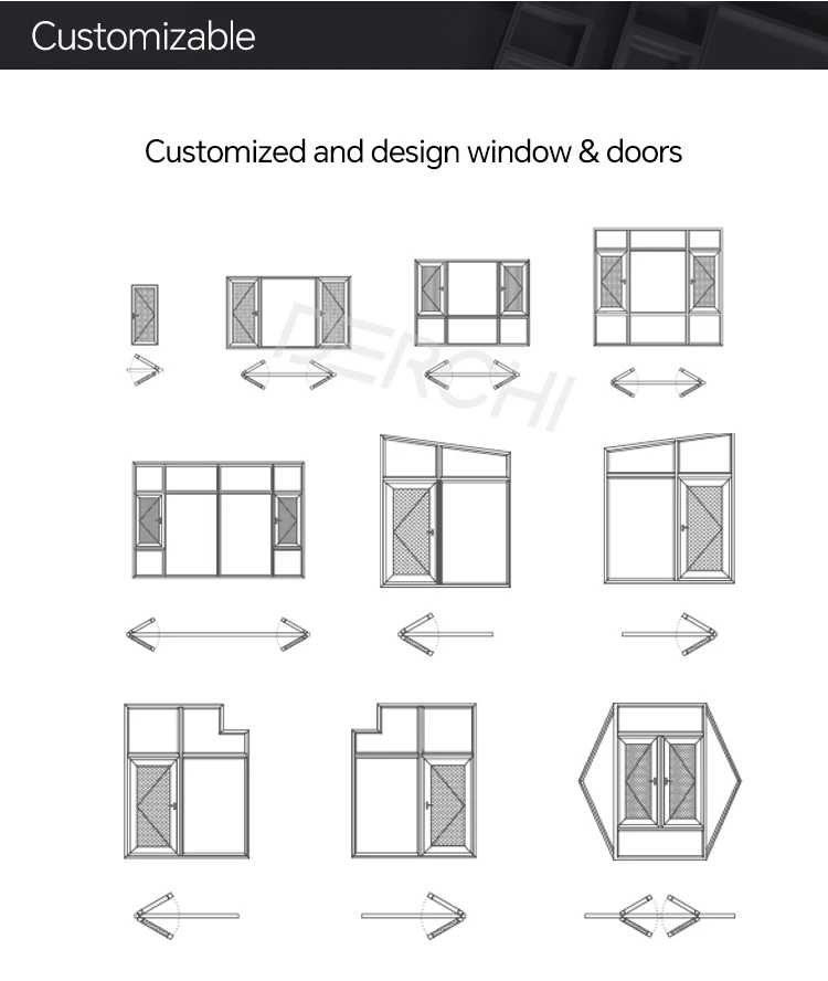 Modern Design Fixed Picture Window High Quality Aluminum Alloy Casement ...