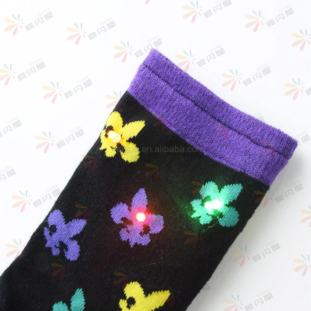 Custom Led Mardi Gras Socks Carnival Women Adult Wholesale Light Up ...