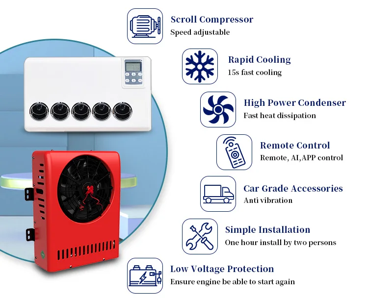 JUKOOL 12V/24V Electric Truck Air Conditioner - Efficient Cooling