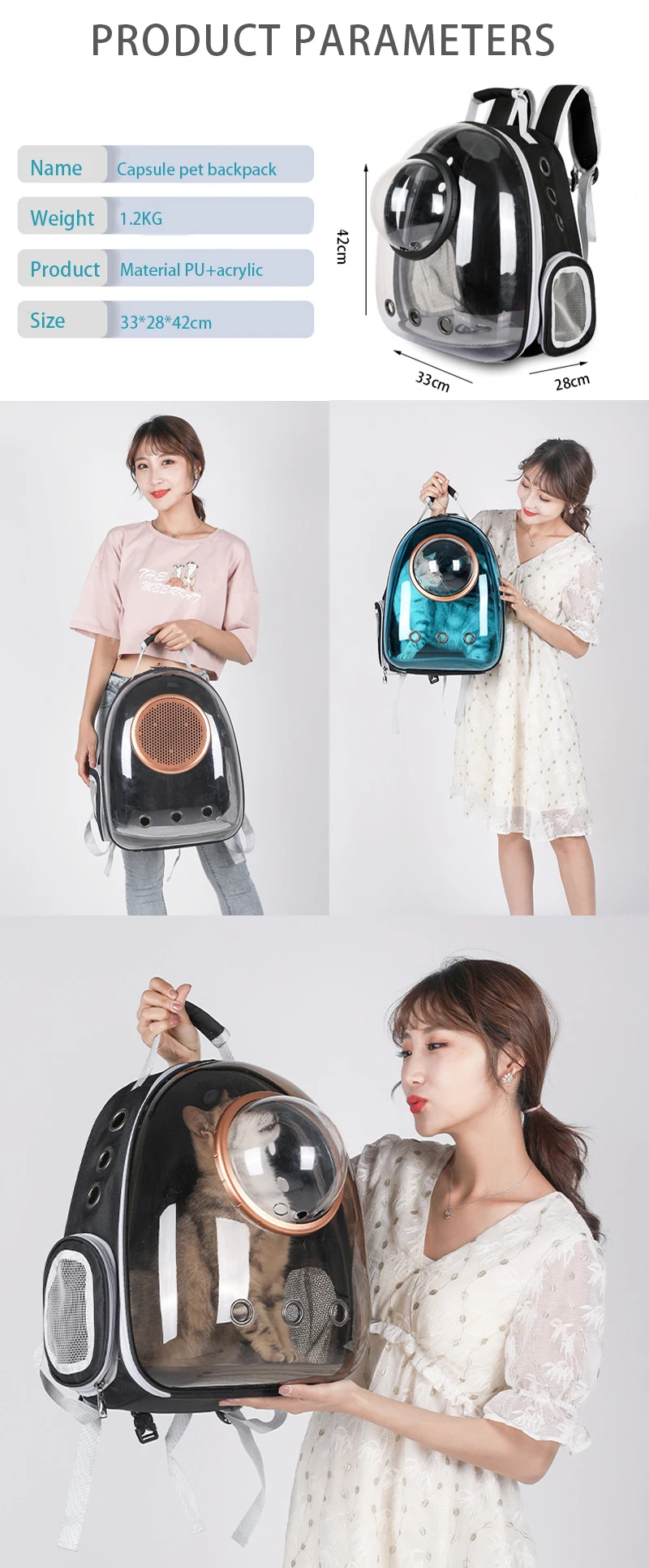 Pet Carrier Backpack Space Capsule - Transparent & Durable