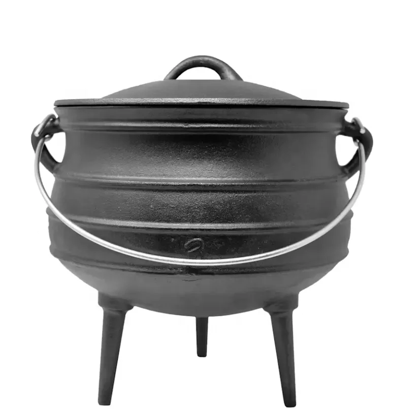 Factory Supply Cast Iron Pre-Seasoned Three Legs Pot Cauldron Potjie ...