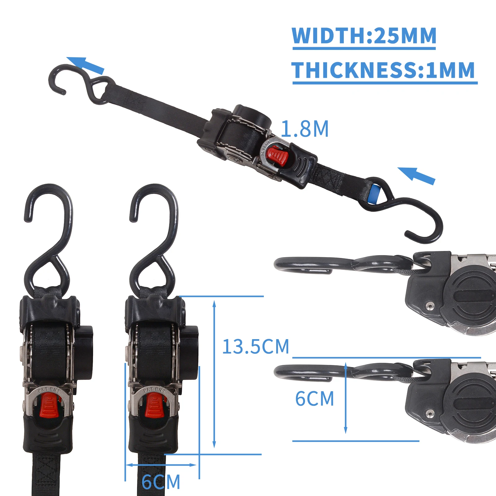 New Motorcycle Stainless Steel Auto Retractable Tie Down Strap - Buy ...