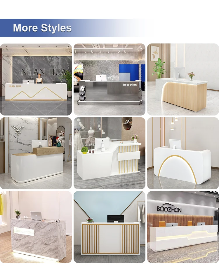 Light Luxury White Restaurant Reception Desk Gold Salon Shop Cashier ...