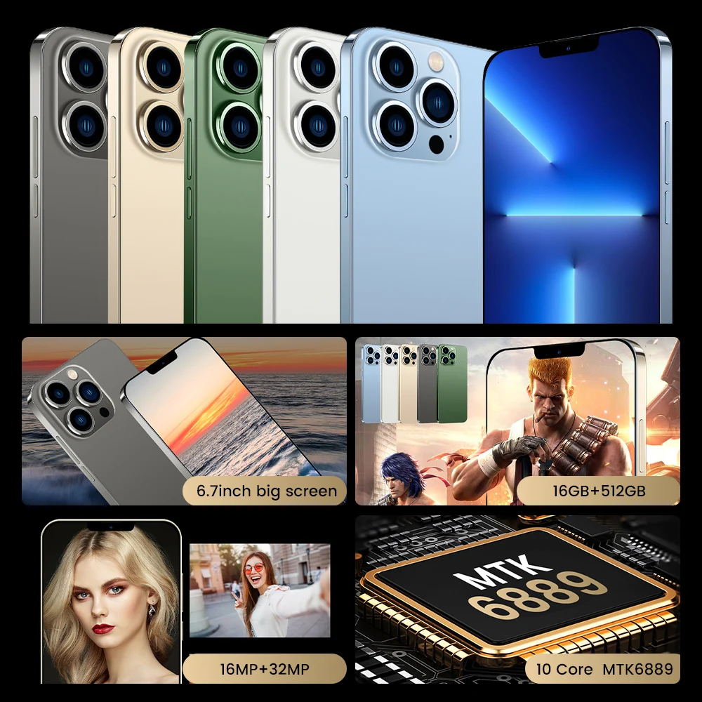 Phone I13 Pro Max Original Smartphones 6.7inch 16gb+512gb 10-core 5g ...