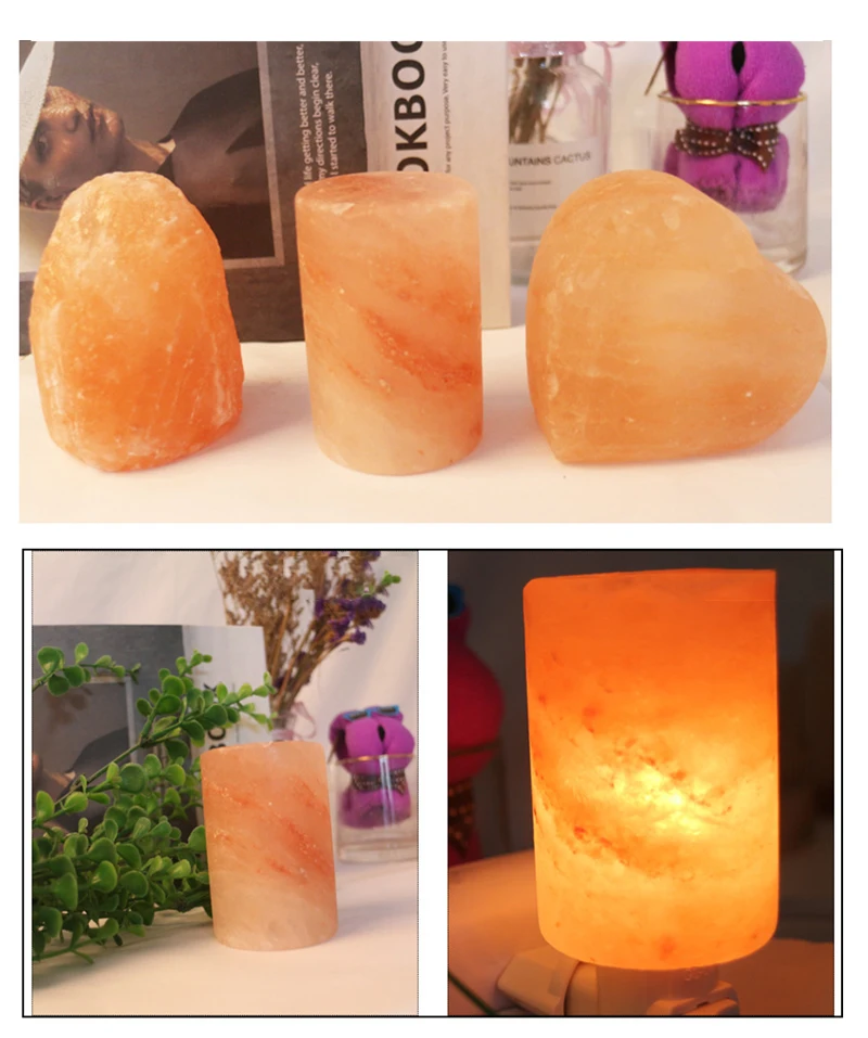 Himalayan Salt Lamp With Plug Crystal Hand Carved Night Light Home ...