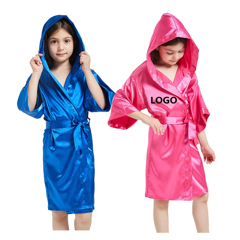 Girls Robe Silky Satin Kids Robes For Spa And Party Long Sleeve Silk ...