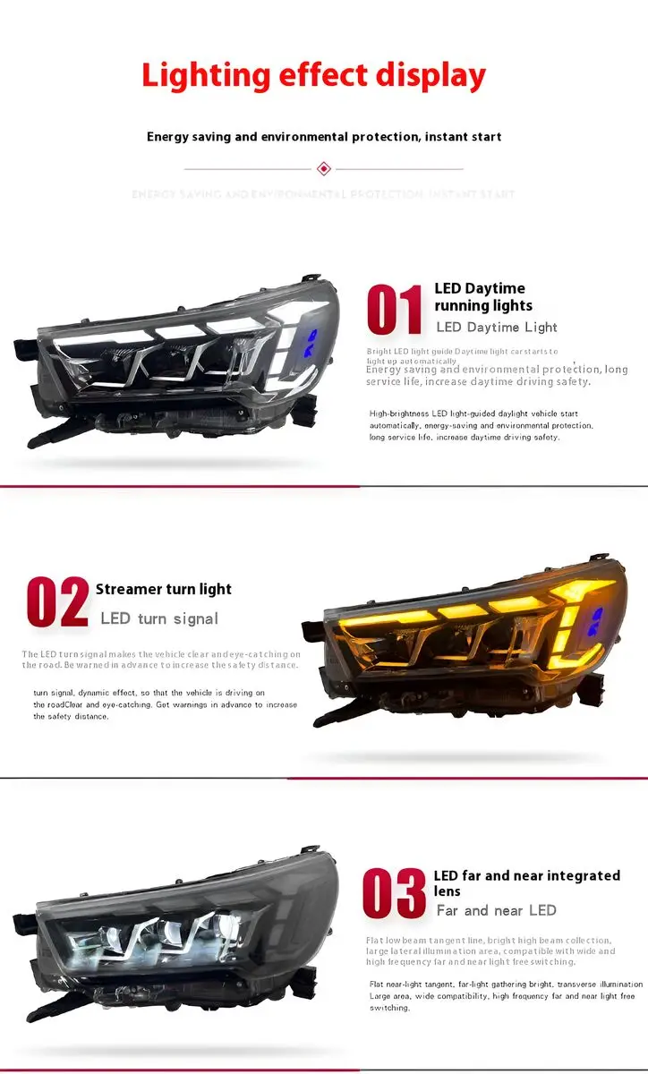 Headlamp Assembly Modified LED Day Running Flow Signal High Quality Warm White Light Front New ...