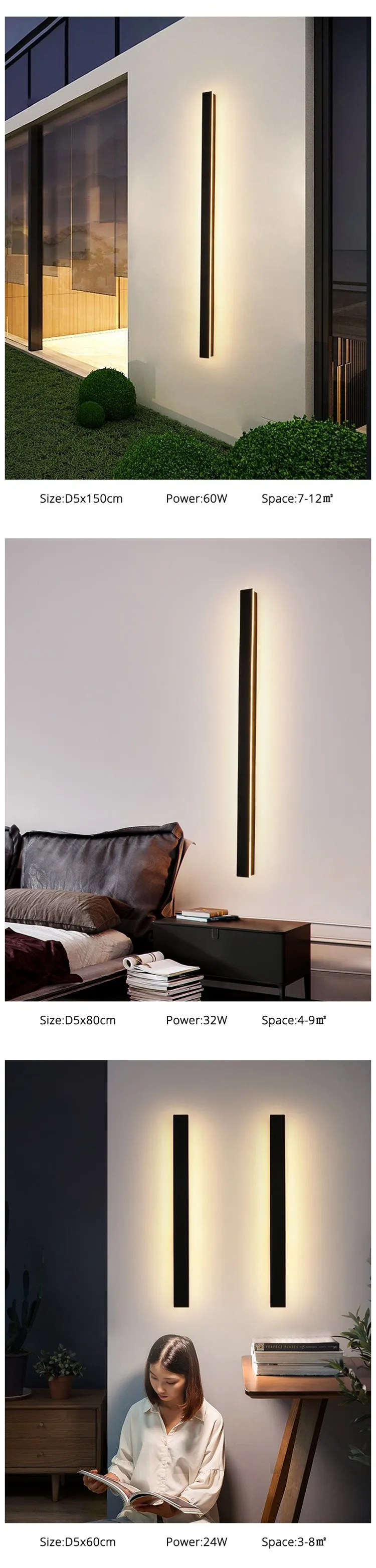 Modern Acrylic Strip Wall Lamp Outdoor Waterproof App Control RGBWW ...