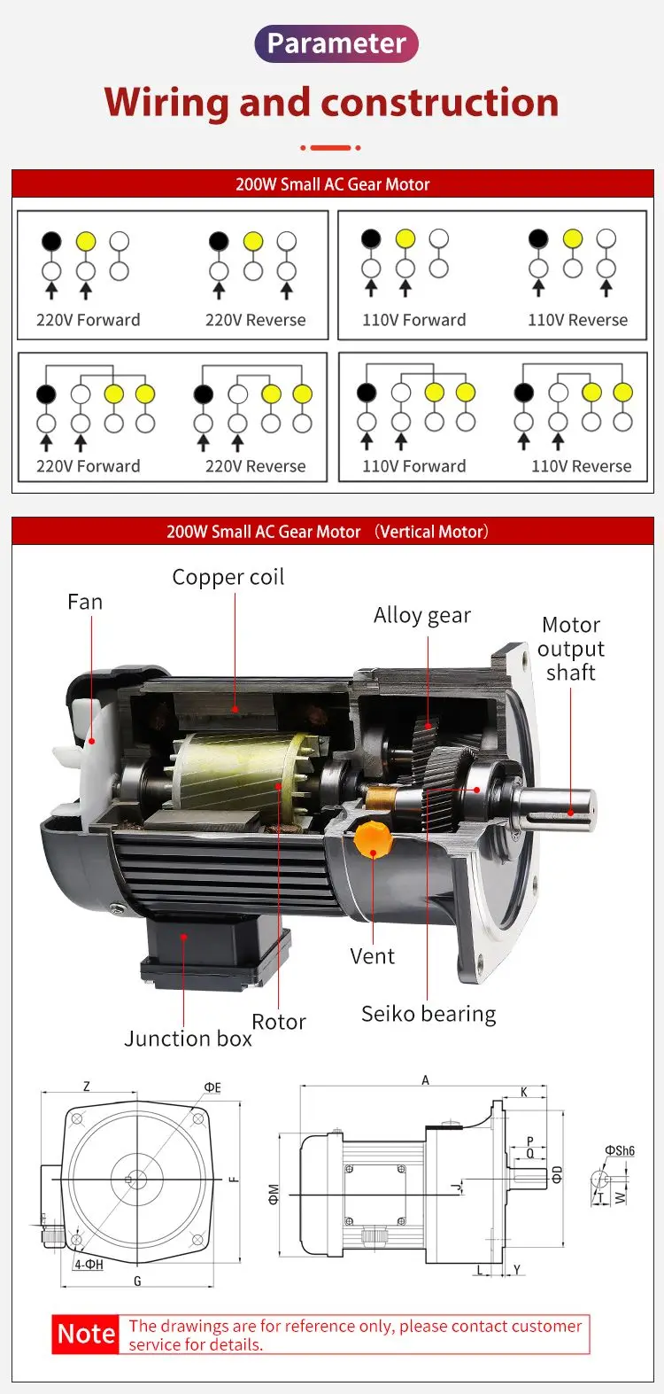 Three Phase Induction Motor 200w Reducer 15:1 Worm Gearbox Reducer Ac ...