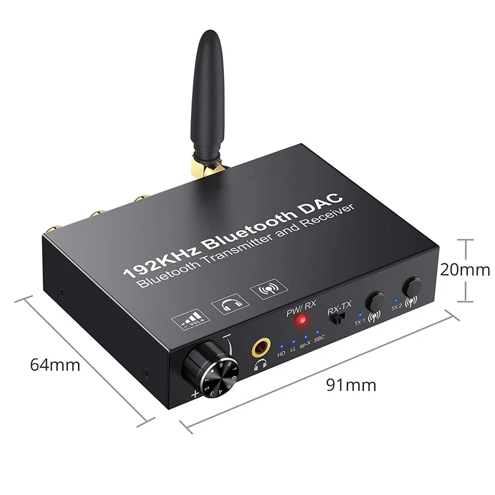 192KHz Bluetooth DAC Audio Converter: Low Latency Transmitter/Receiver ...