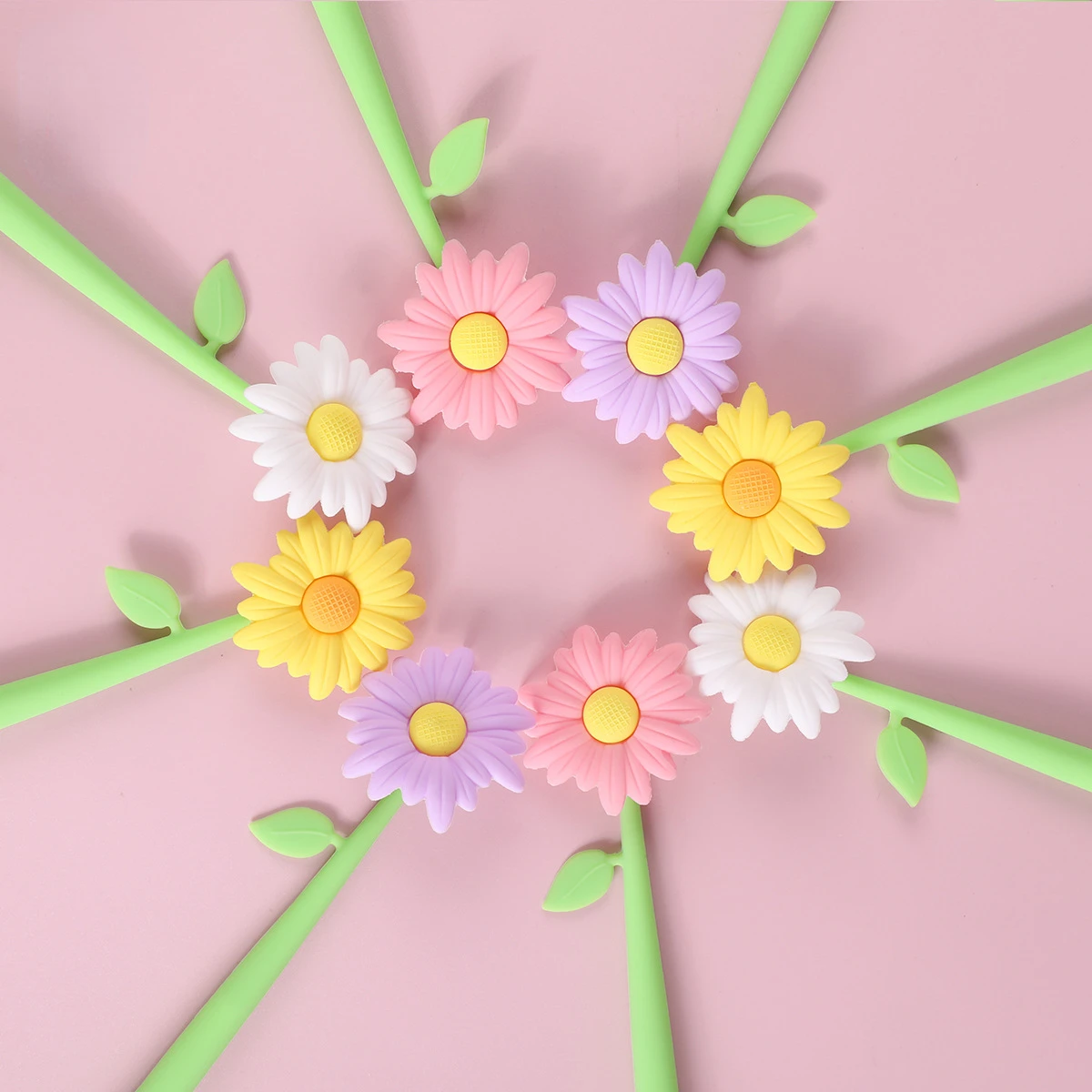 Cute Daisy Flower Shaped Black Ink 0.5mm Gel Pen - Customizable Logo ...