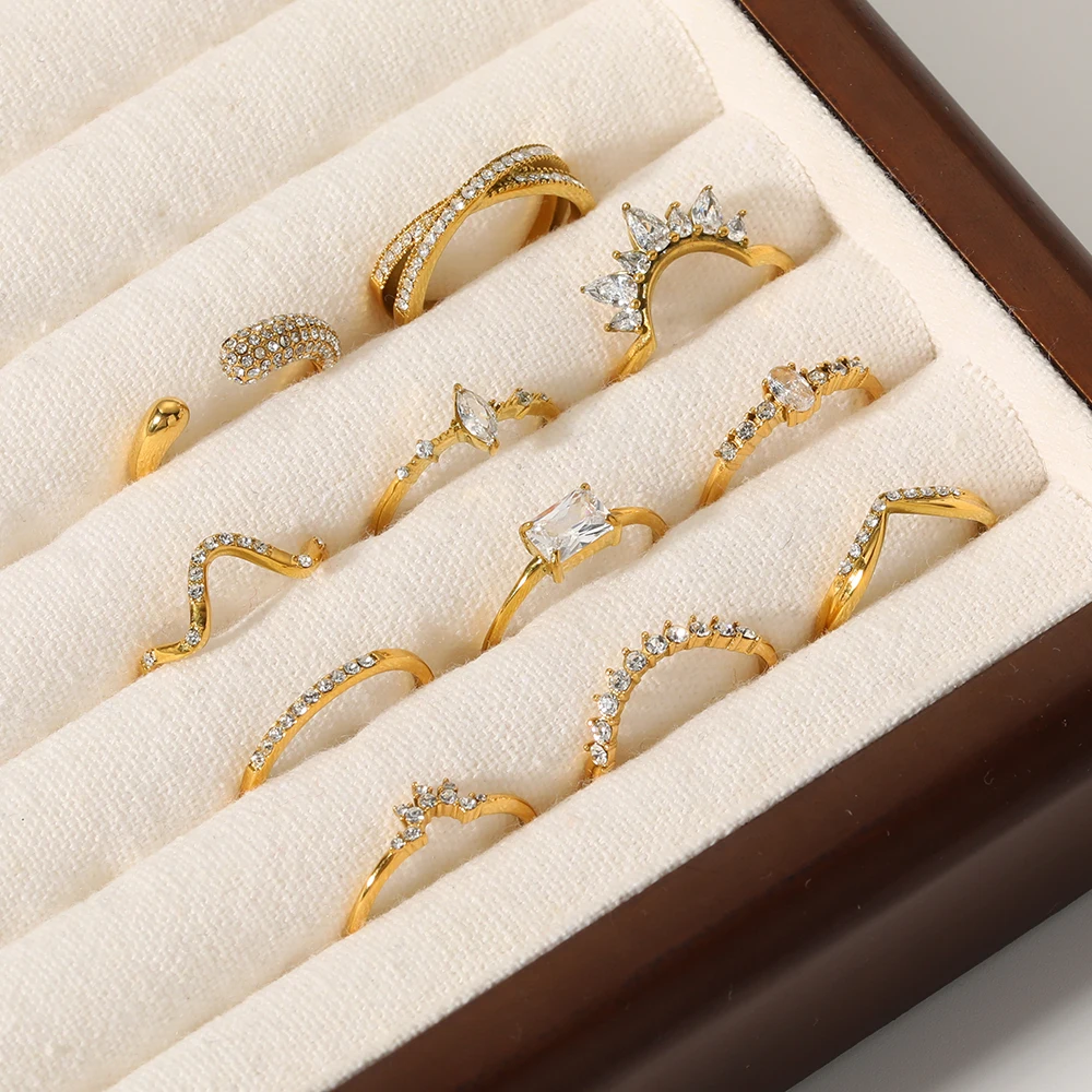 Dainty Stainless Steel 18K PVD Plating Cubic Zircon Rings