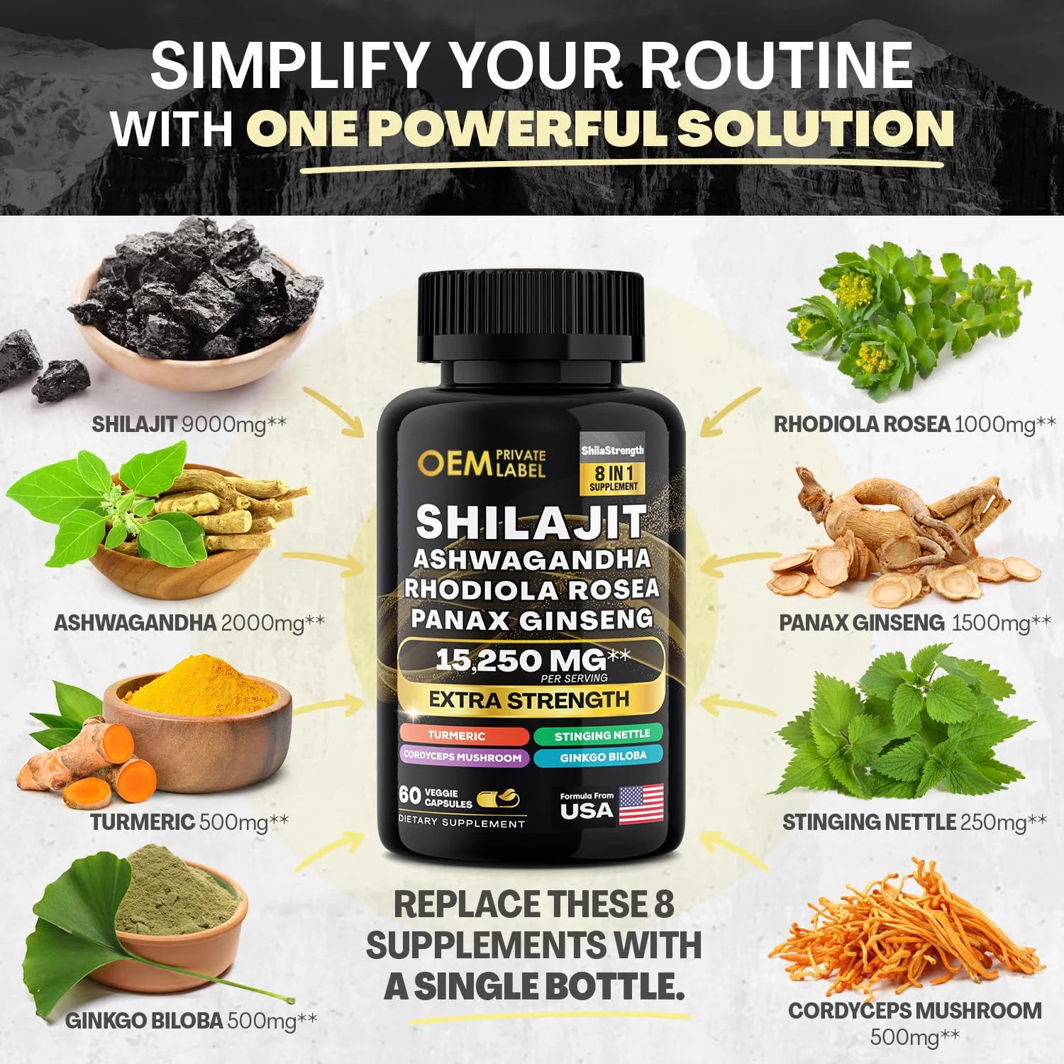 Oem Shilajit Supplement Sea Moss Ashwagandha Panax Ginseng Fulvic Acid ...