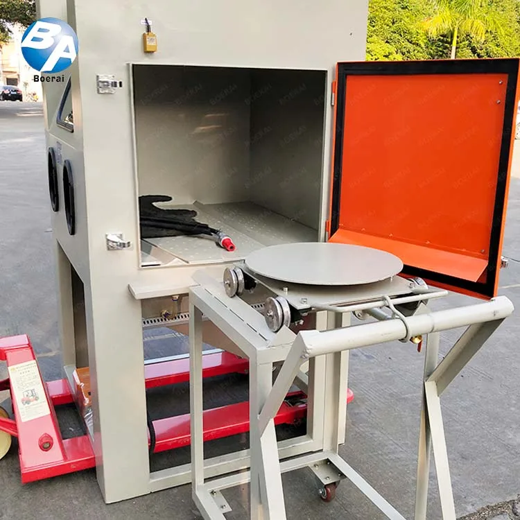 Pressure Sandblasting Cabinet Machine Rotary Table Sand Blasting ...