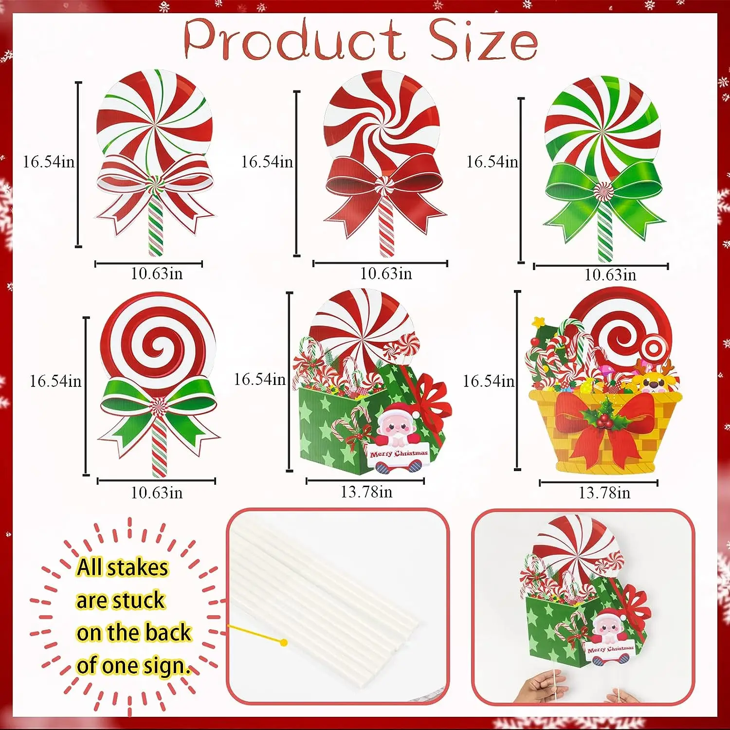 Candy Christmas Decorations Outdoor Yard Signs - 6pcs Plastic ...