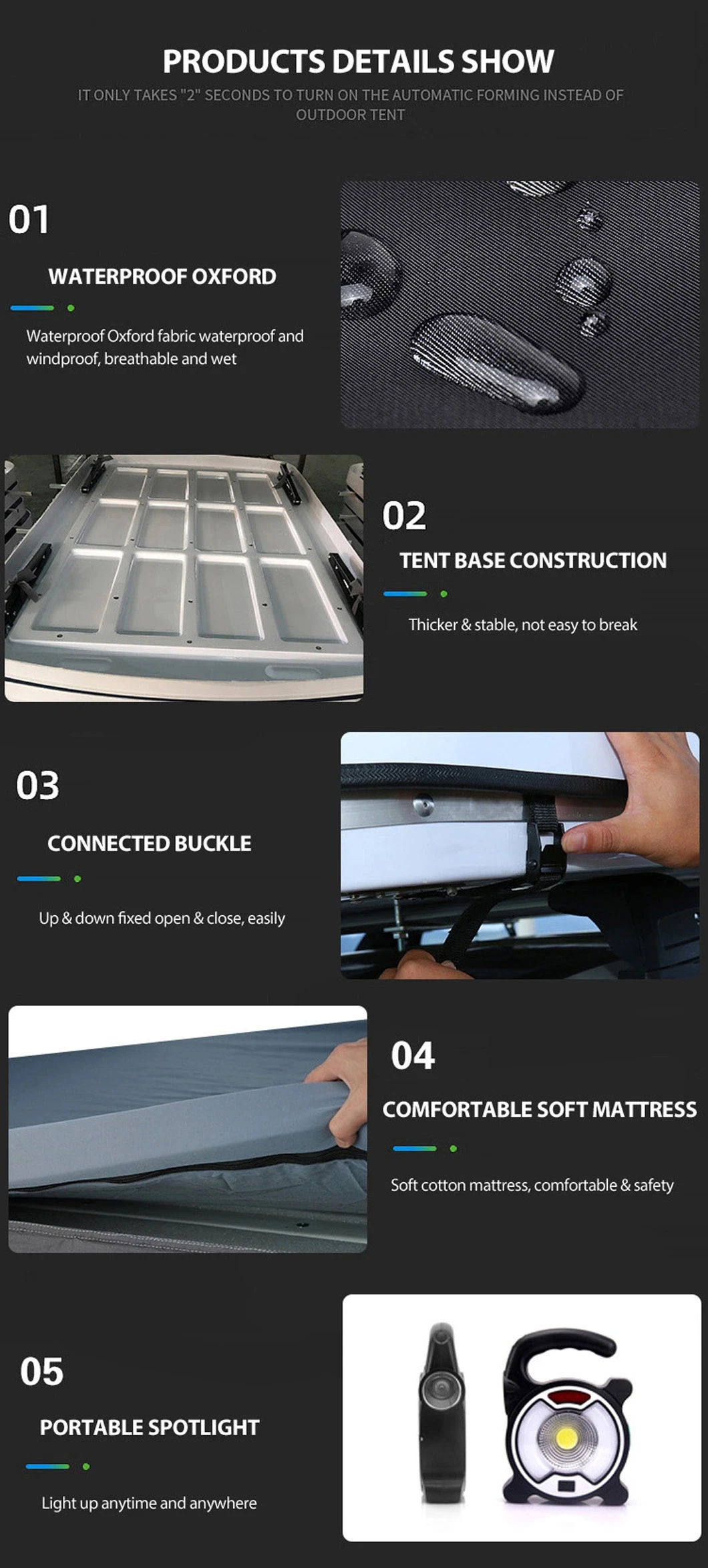 4WD Outdoor Hard Shell Overland Offroad Camping Car Defender Roof Top Tent