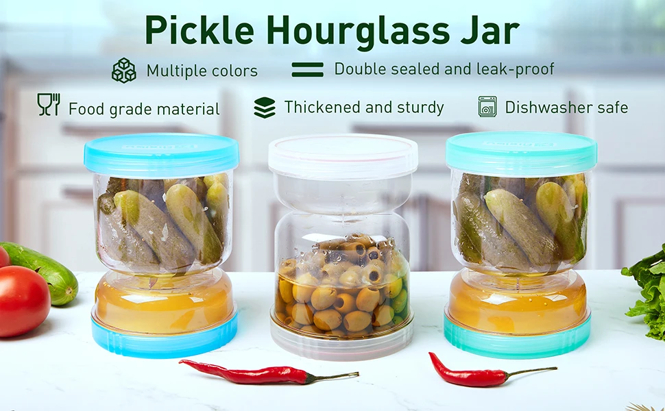 Pickle Jar with Strainer Flip Pickle Flip Jar With Double Leak Proof ...