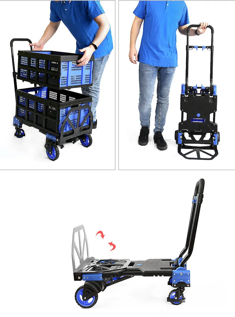 150kg Load-bearing Wheels Trolley Cart Easy Folding 2 In 1 Carts For ...