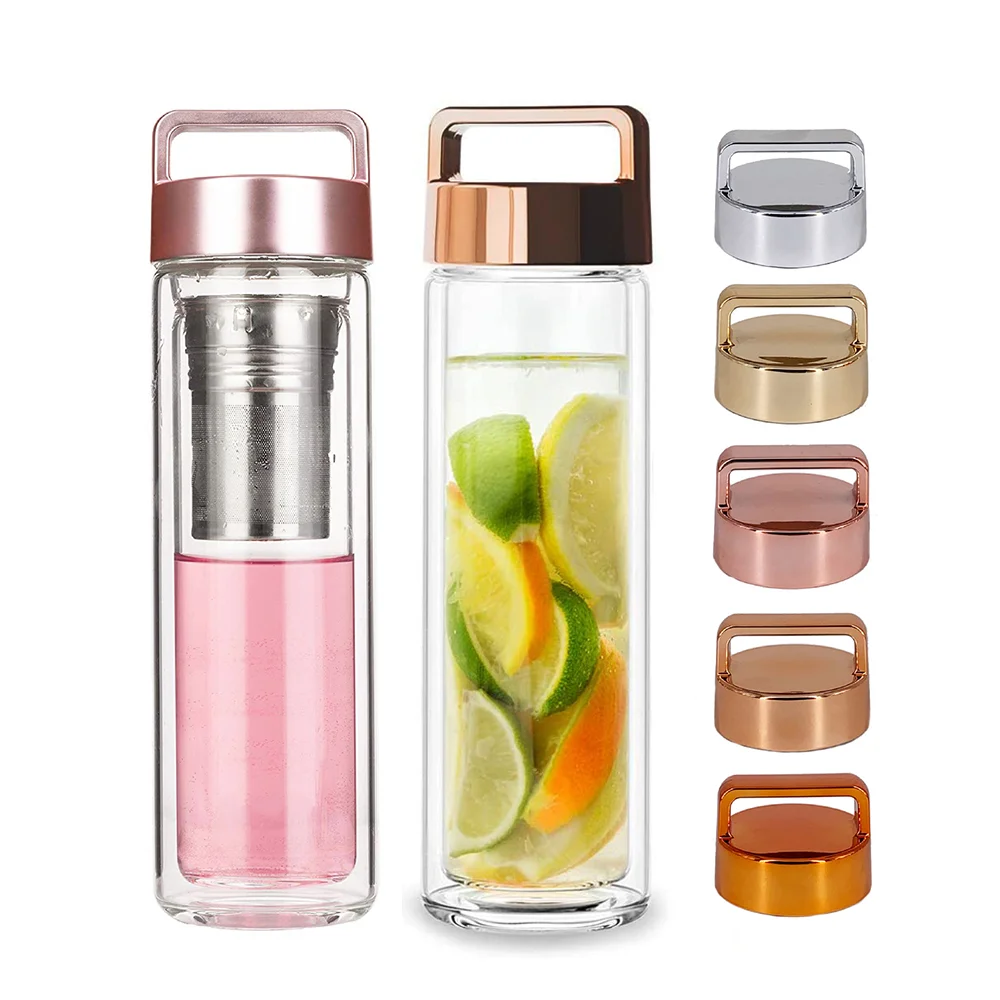 Personalized Logo Double Wall Glass Water Bottle for Camping