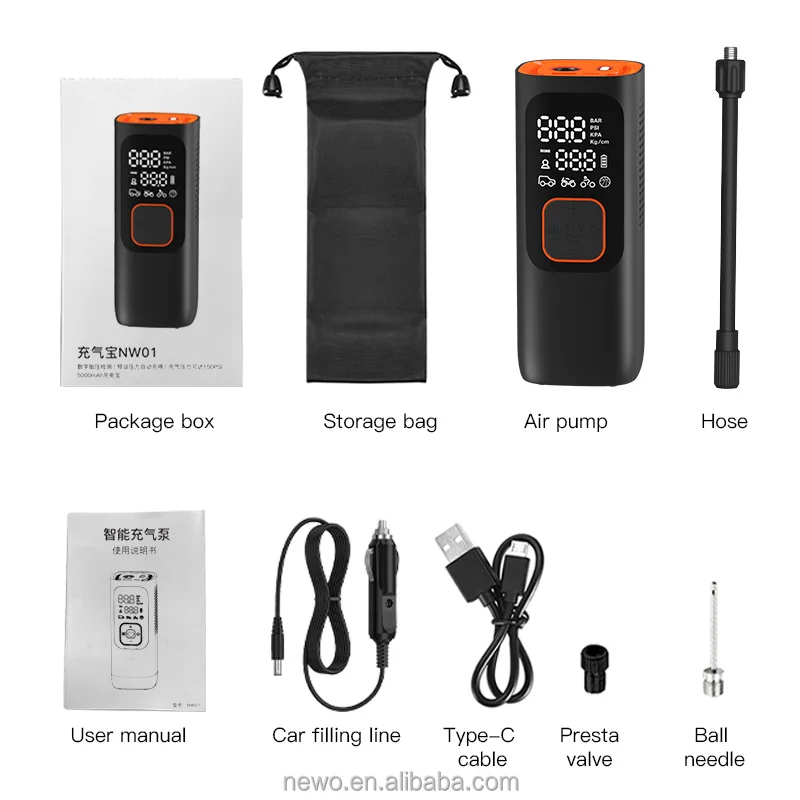Newo Wireless Electric Air Compressor Pump Tire Inflator Abs Mini ...