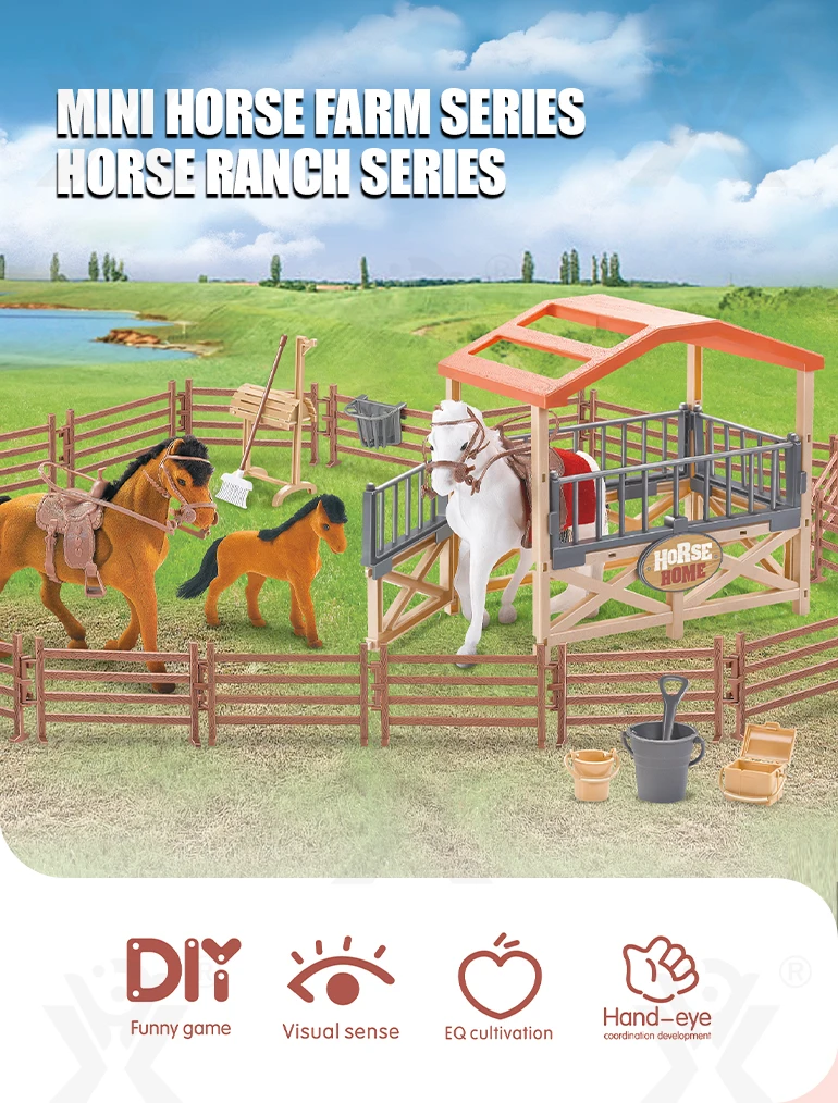 Chengji Animal Farm Toys House Horse Stable Simulation Flocking Scene ...