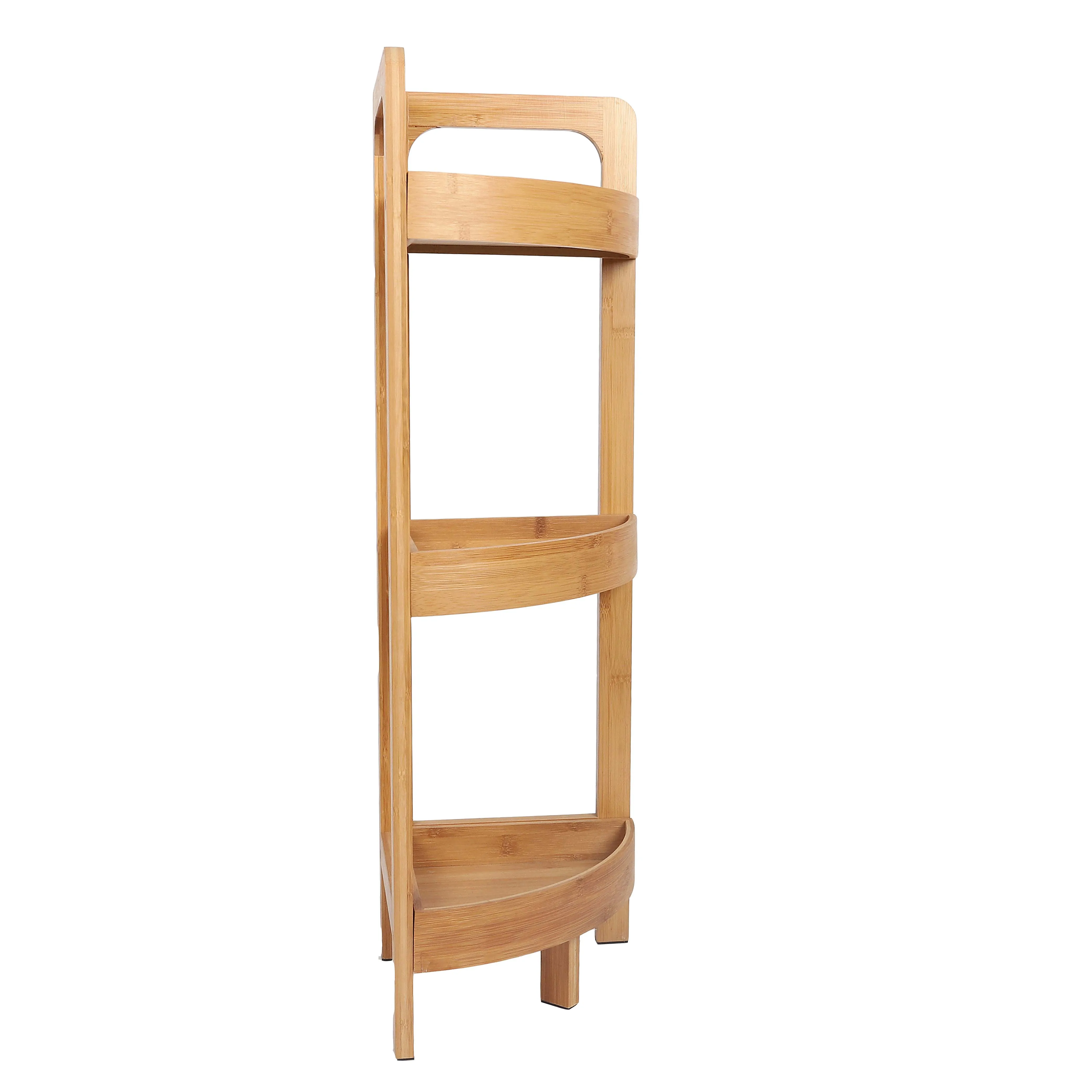 3 Tier Bamboo Standing Conner Storage Rack Display Shelf Bathroom ...