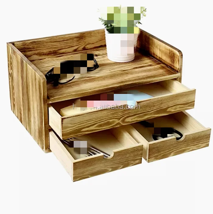 Wooden Office Desktop Organizer Document File Holder Small Cabinet with ...