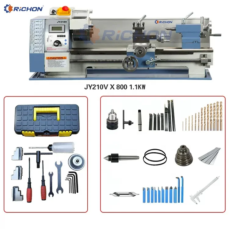 8x32 Metal Bench Lathe Digital Speed 1100w Motor Big Spindle Bore 38mm ...