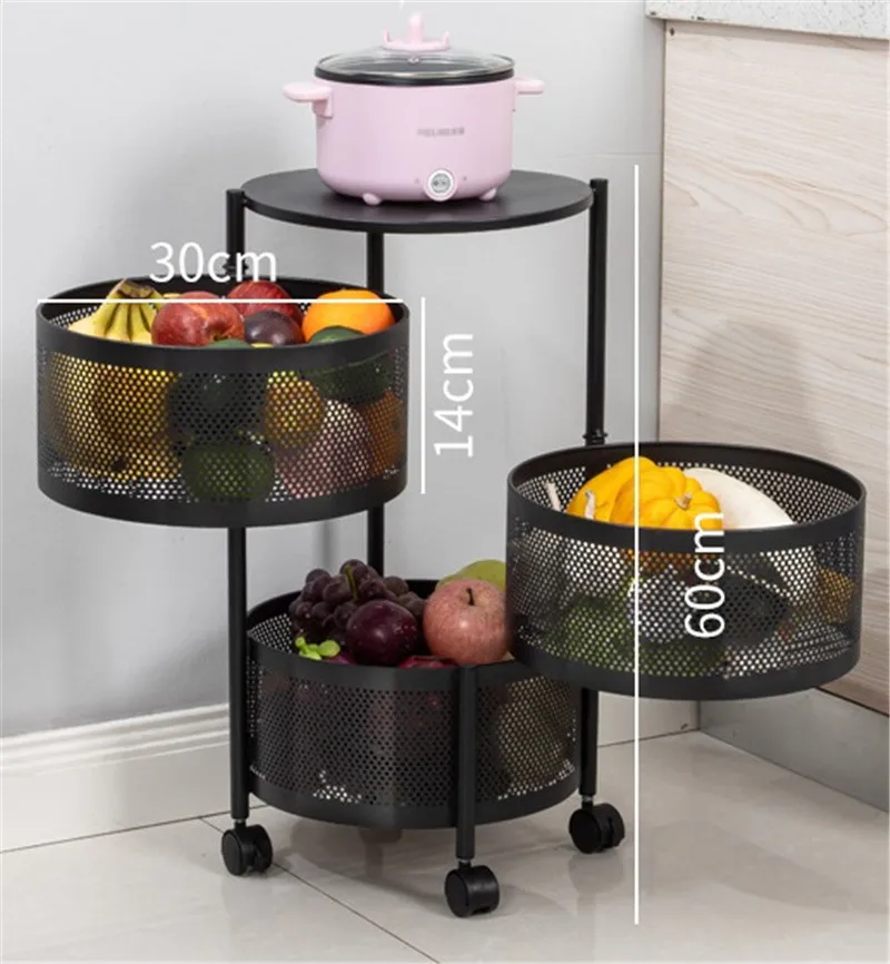 J2051 Kitchen Rotating Storage Shelves Rack With 5-tier Metal Multi ...
