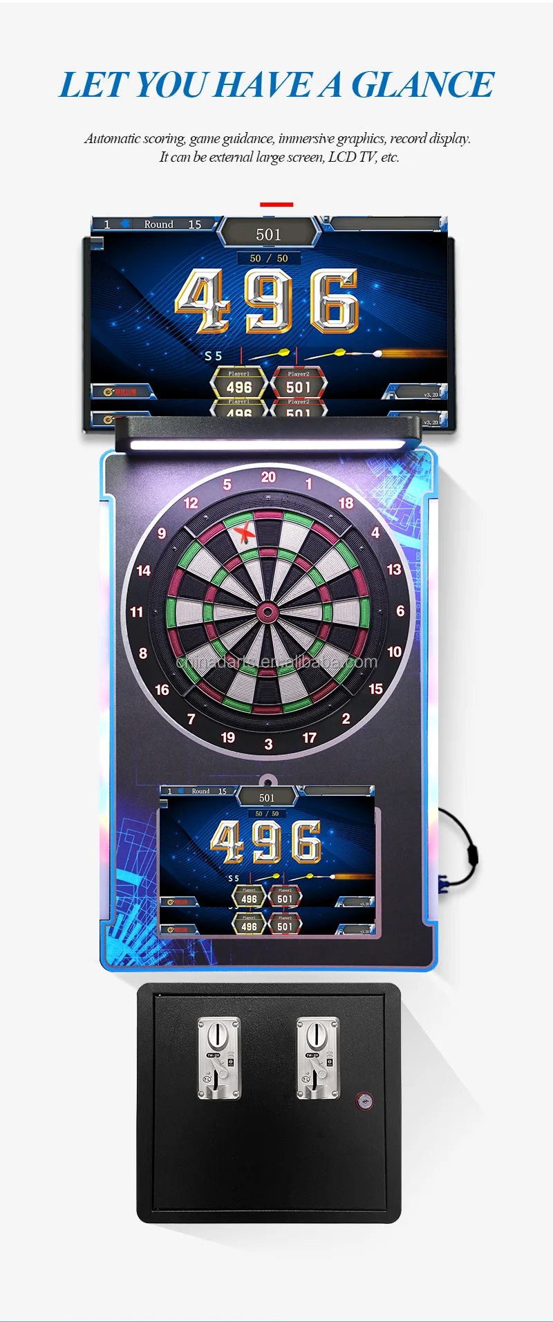 Coin Operated Dart Boards World Adult Lcd Online Vdarts Flight Standing ...